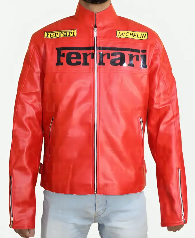 Red Ferrari Motorcycle Leather Jacket - Jacket Era