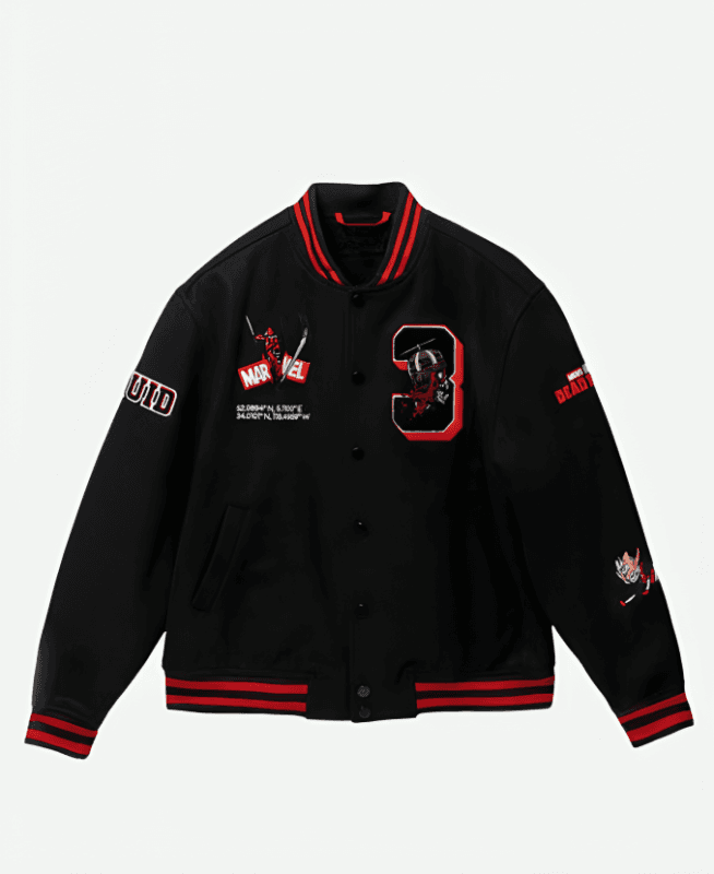 Deadpool Black Varsity Jacket | Deadpool Jacket - Jacket Era
