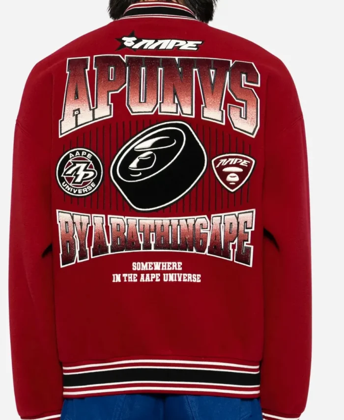AAPE BY A BATHING APE Logo Varsity Jacket - Blue & Red