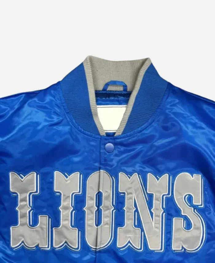 Detroit Lions Costco Starter Button & Zipper Jacket - Blue & White