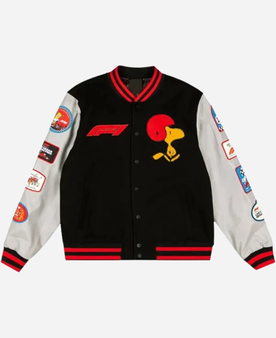 Peanuts F1 Las Vegas Grand Prix Varsity Jacket - Black - Jacket Era