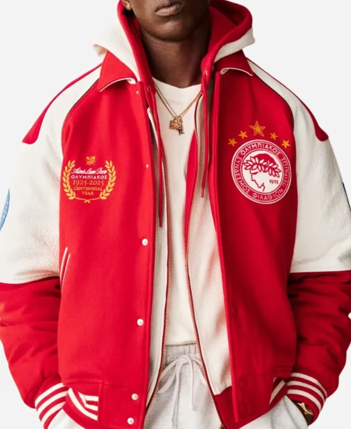 Olympiacos UEFA Champions League 2025 varsity Jacket - Red