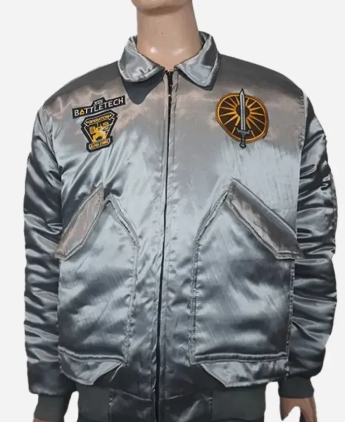 Battletech Mechwarrior Flight Bomber Jacket - Grey