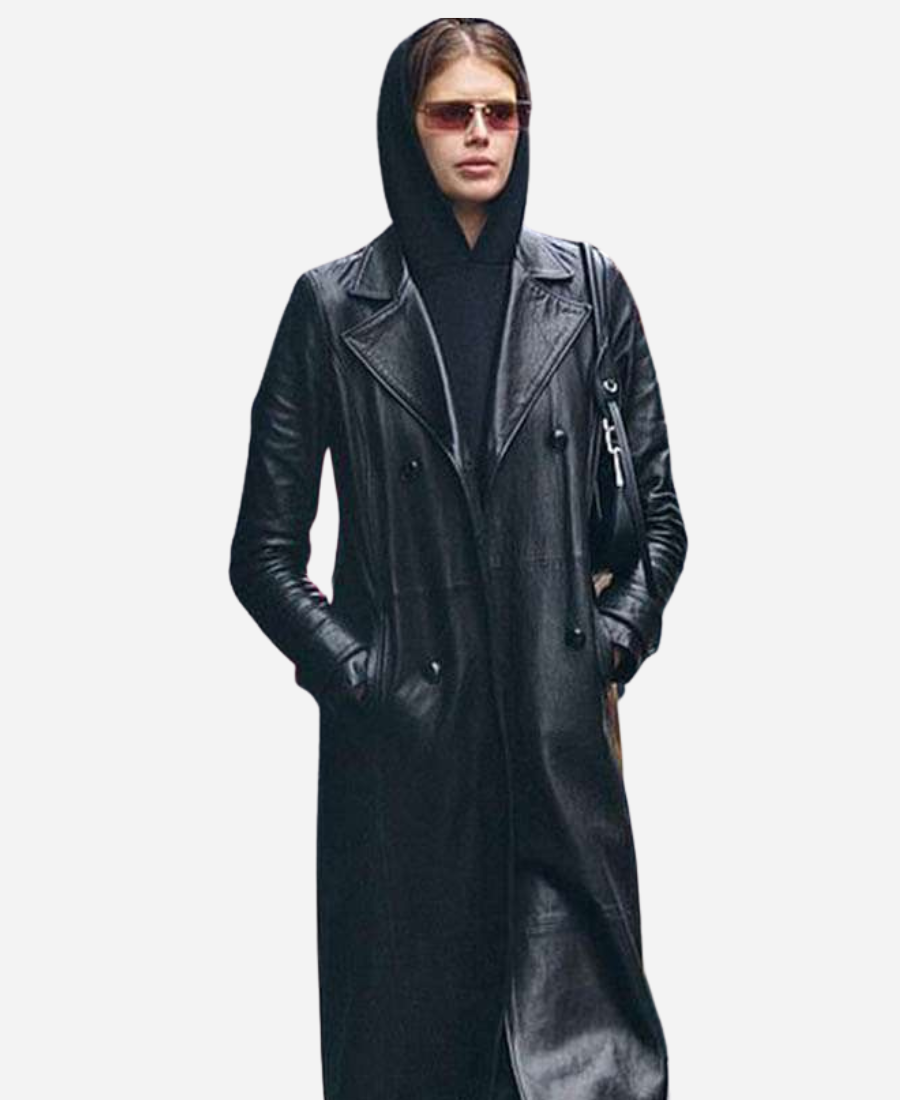 Kaia Jordan Gerber The Matrix Trench Coat - Black