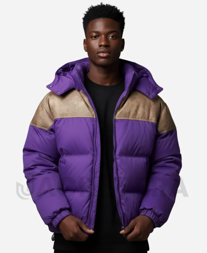 Timothée Chalamet Marty Supreme Screening Purple Puffer Jacket