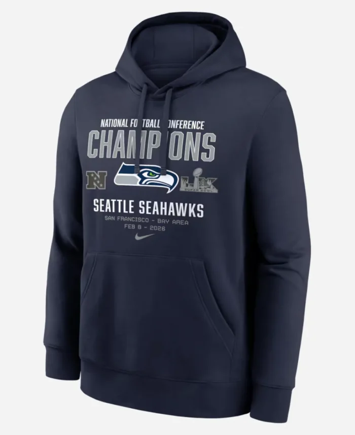 Nike Seattle Seahawks 2026 NFC Champions Navy Blue Hoodie