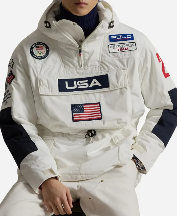 Winter Olympics Team USA 2026 White Anorak Jacket