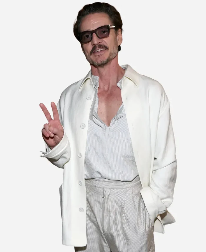 Pedro Pascal Super Bowl LX White Jacket