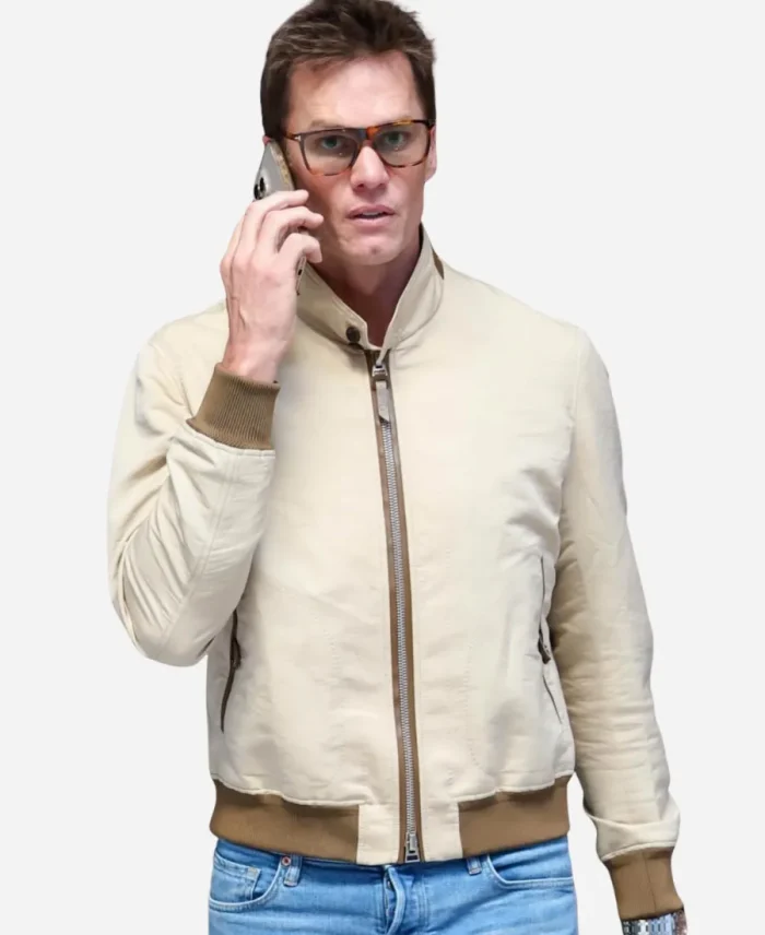 2026 Super Bowl LX Tom Brady Beige Bomber Jacket
